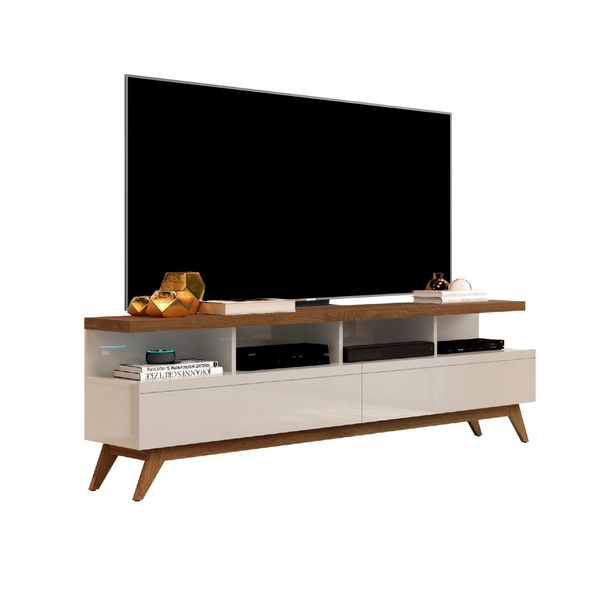 Rack para Sala Televisão até 55 Polegadas - Mod.2014:Off White/Freijó ...