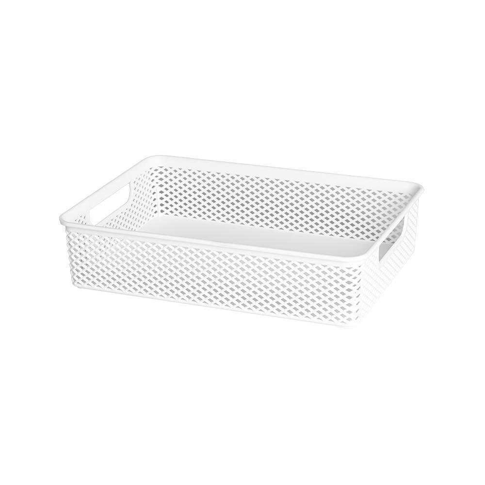 Cesto Organizador Decorativo Multiuso 30x21x7cm Branco | MadeiraMadeira