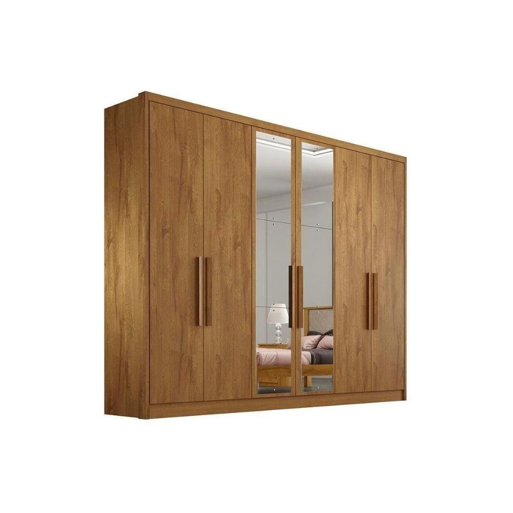 Guarda Roupa Casal 6 Portas e 4 Gavetas C- Espelho Rizon Plus Freijo Cumaru - Novo Horizonte ...