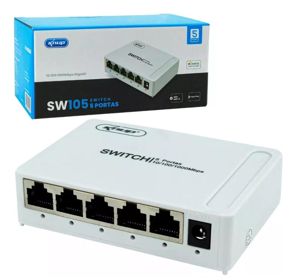 Hub Switch 5 Portas Rj45 Gigabit Rede 10/100/1000mbps Sw105 ...