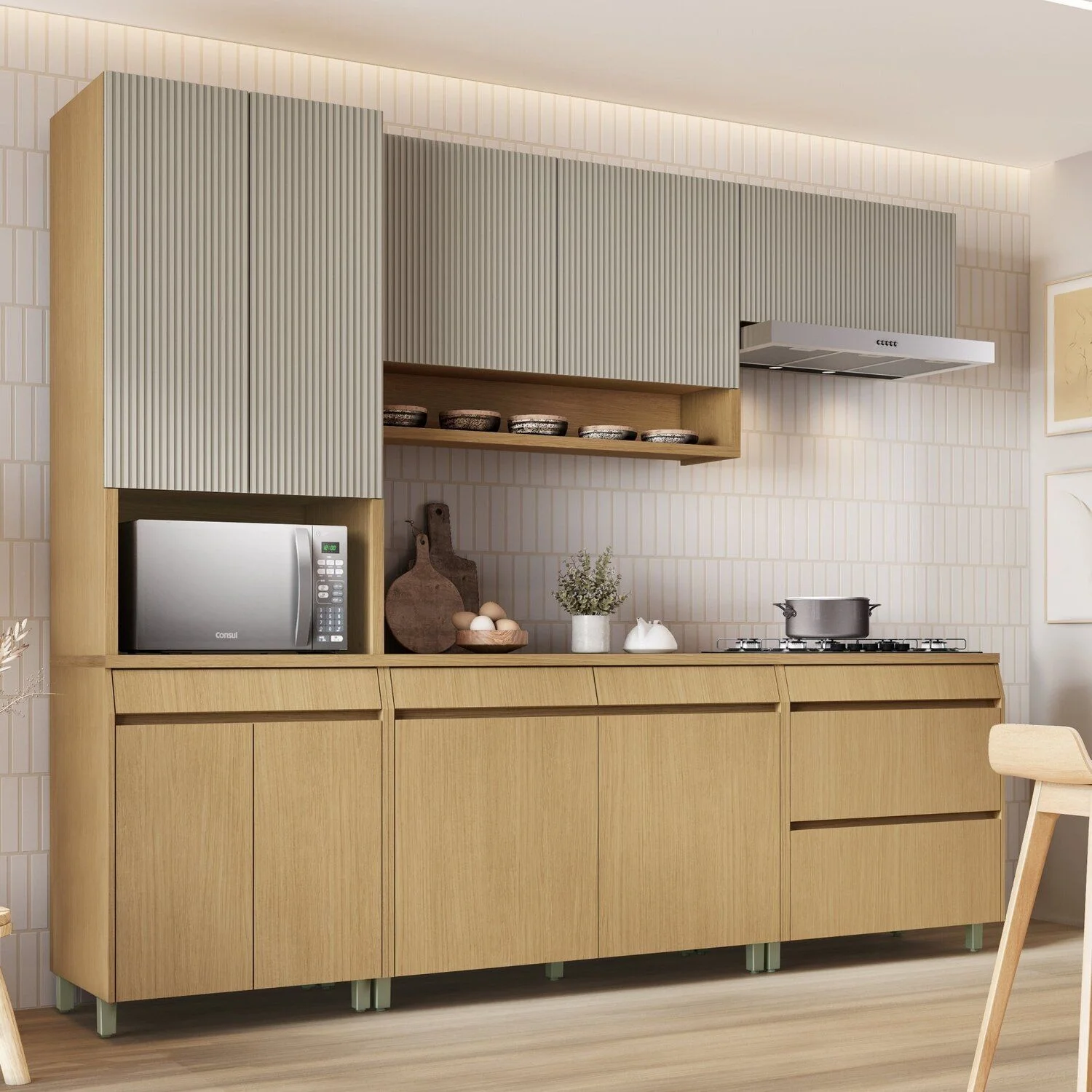 Cozinha 5 Peças 10 Portas 5 Gavetas 270cm 100% Mdf Simone Mendes ...