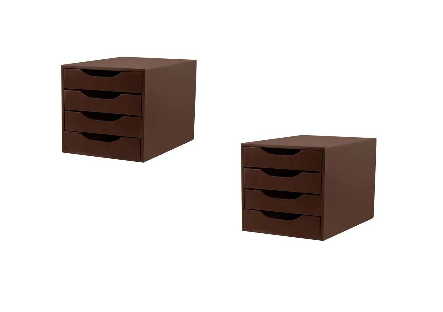 Conj. 2 Caixa Arquivo Gaveteiro em MDF Tabaco com 4 Gavetas Tabaco ...