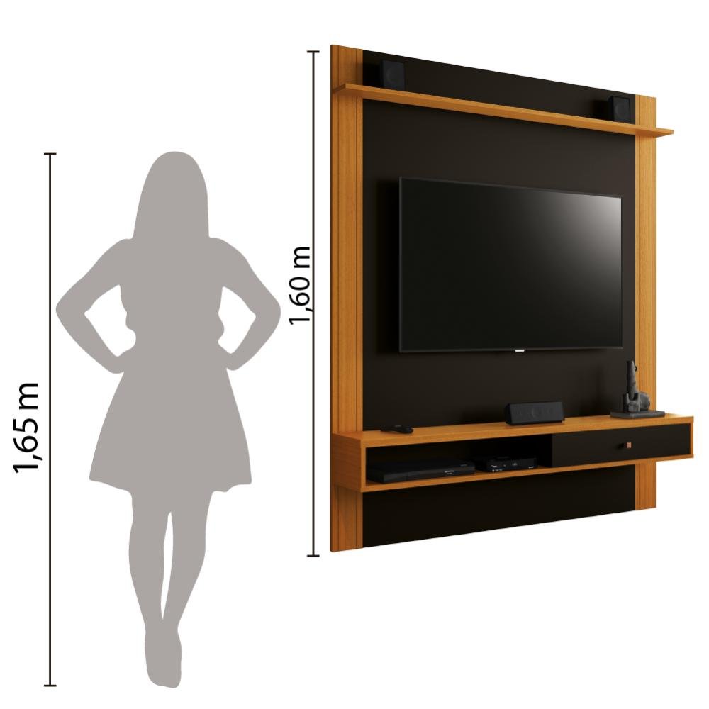 Painel Para TV Até 55 Polegadas 1,55m Condor Cedro / Preto | MadeiraMadeira