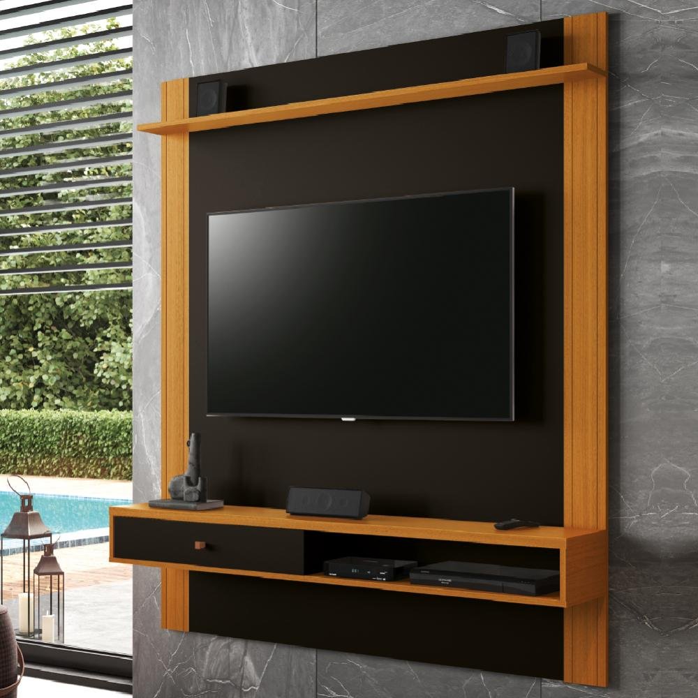 Painel Para TV Até 55 Polegadas 1,55m Condor Cedro / Preto | MadeiraMadeira