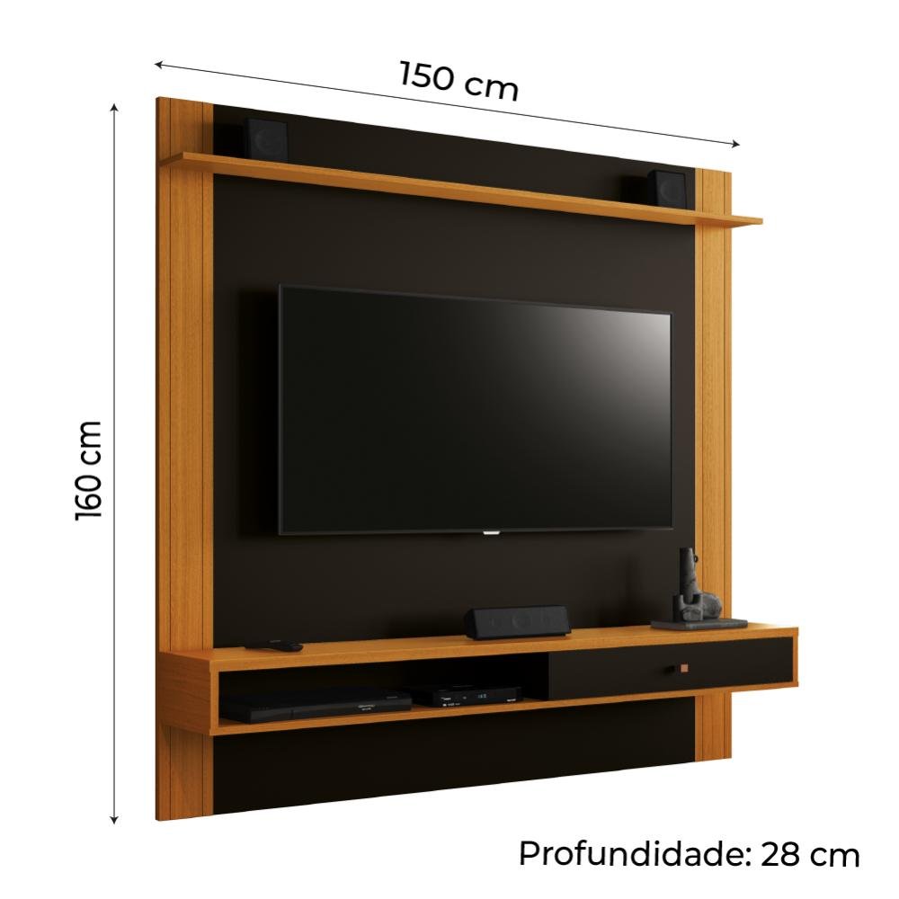 Painel Para TV Até 55 Polegadas 1,55m Condor Cedro / Preto | MadeiraMadeira