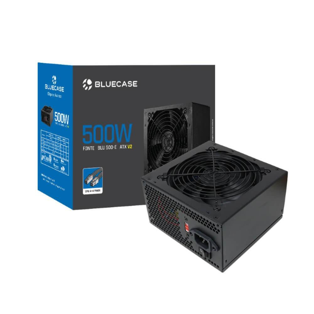 Fonte 500W Bluecase - Eficiência 70% - ATX - Bivolt - com Cabo de Força ...