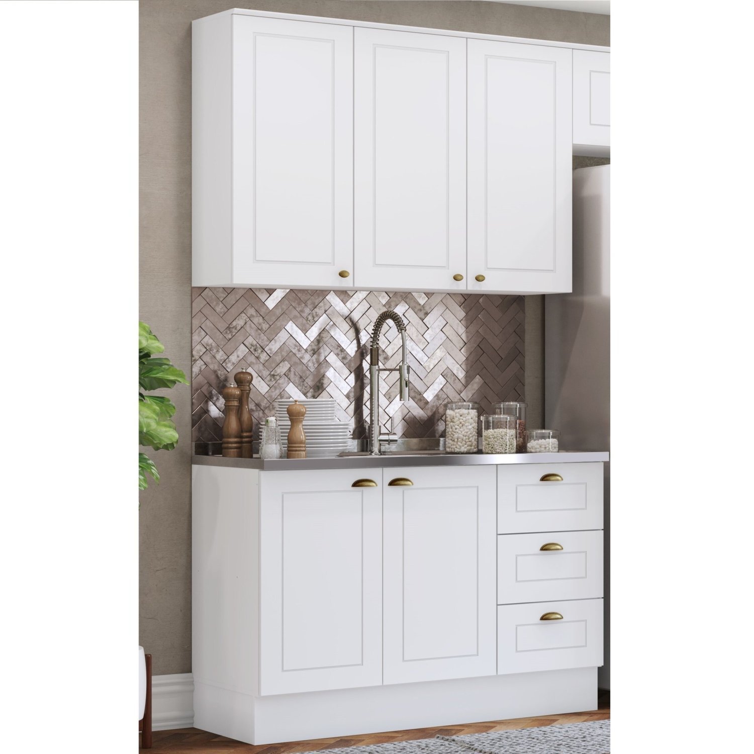 Cozinha Compacta Americana 2 Peças | MadeiraMadeira