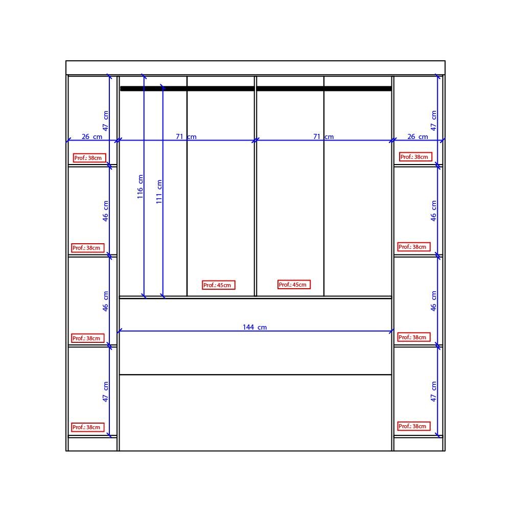 Guarda Roupa Casal 6 Portas Vega com Escrivaninha e Painel de TV 55 ...