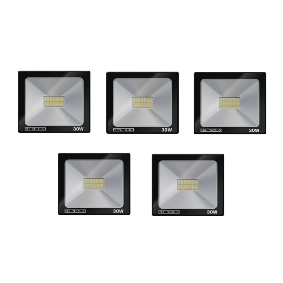 Kit 5 Projetores Led 30w 6,5k Preto Bivolt Economax | MadeiraMadeira