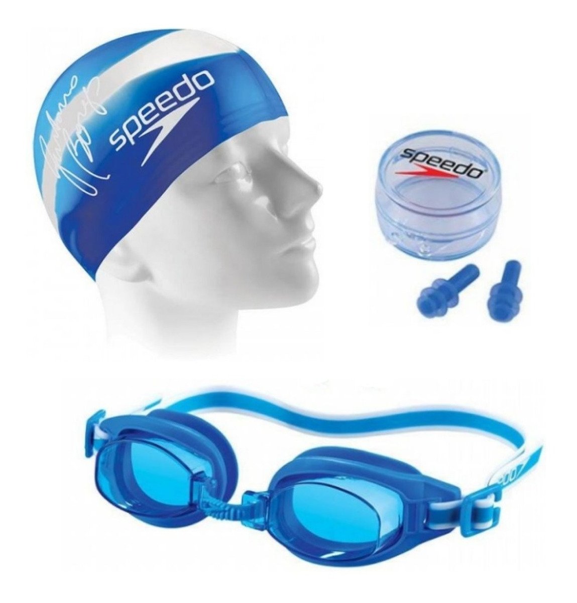 Kit Natação Óculos Touca E Protetor Ouvido Speedo - Azul | MadeiraMadeira