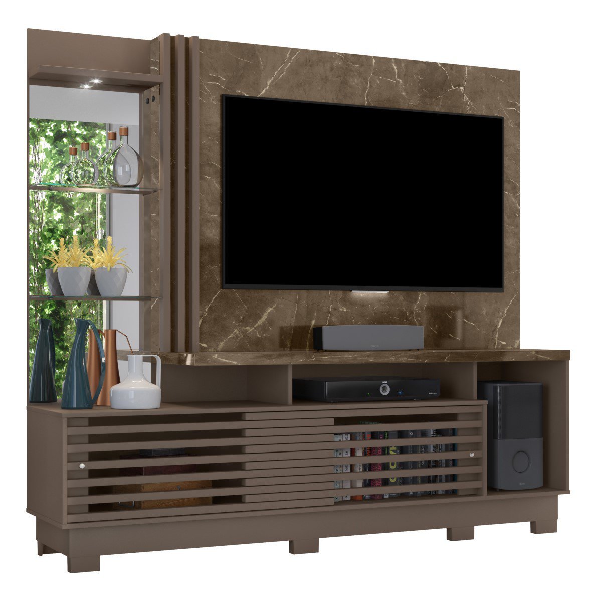 Painel Home Para Tv Até 60" Led Espelho 2 Portas Com Pés Frizz Plus ...