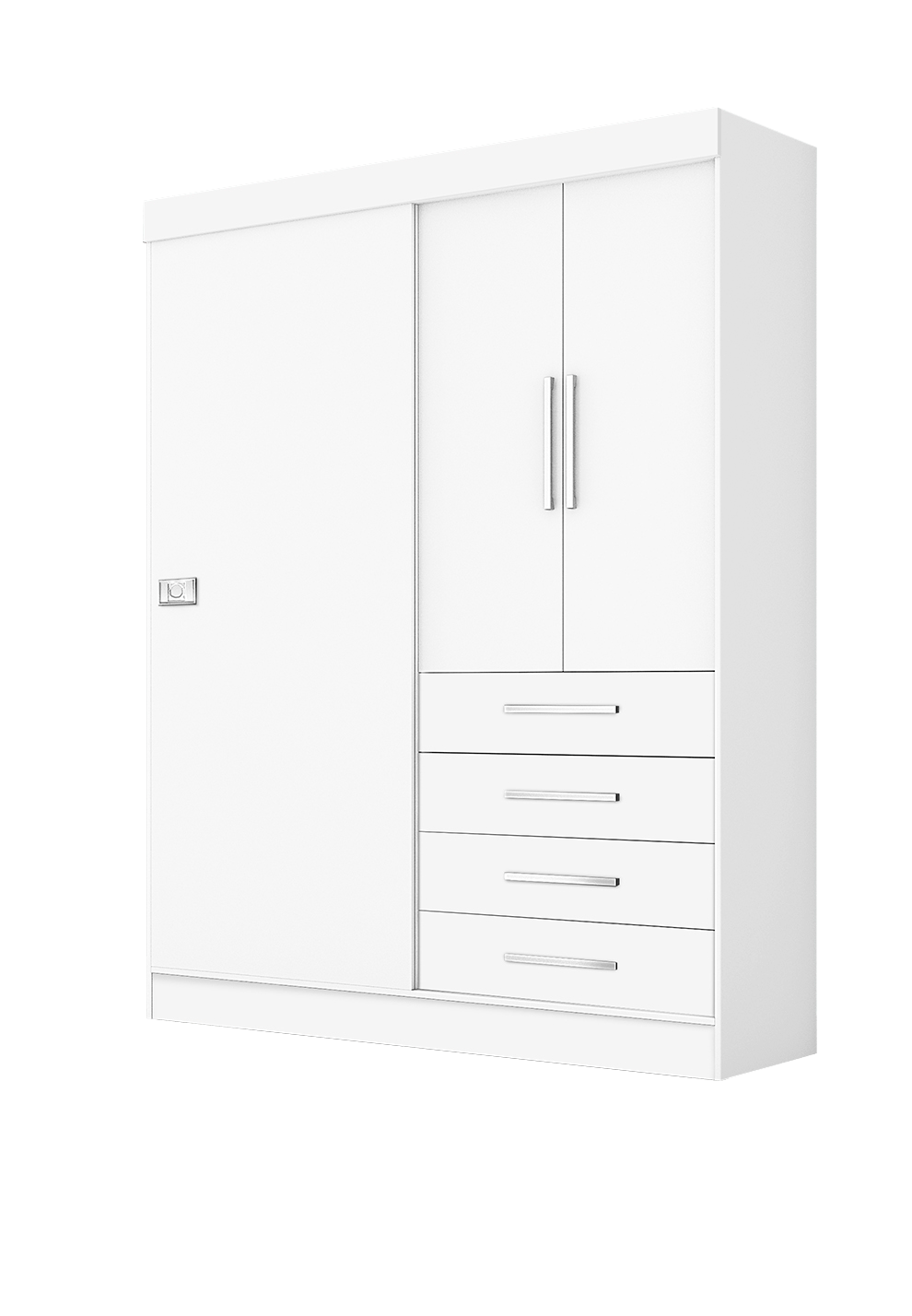 Guarda Roupa com 2 Portas de Abrir + 1 Porta de Correr e 4 Gavetas ...