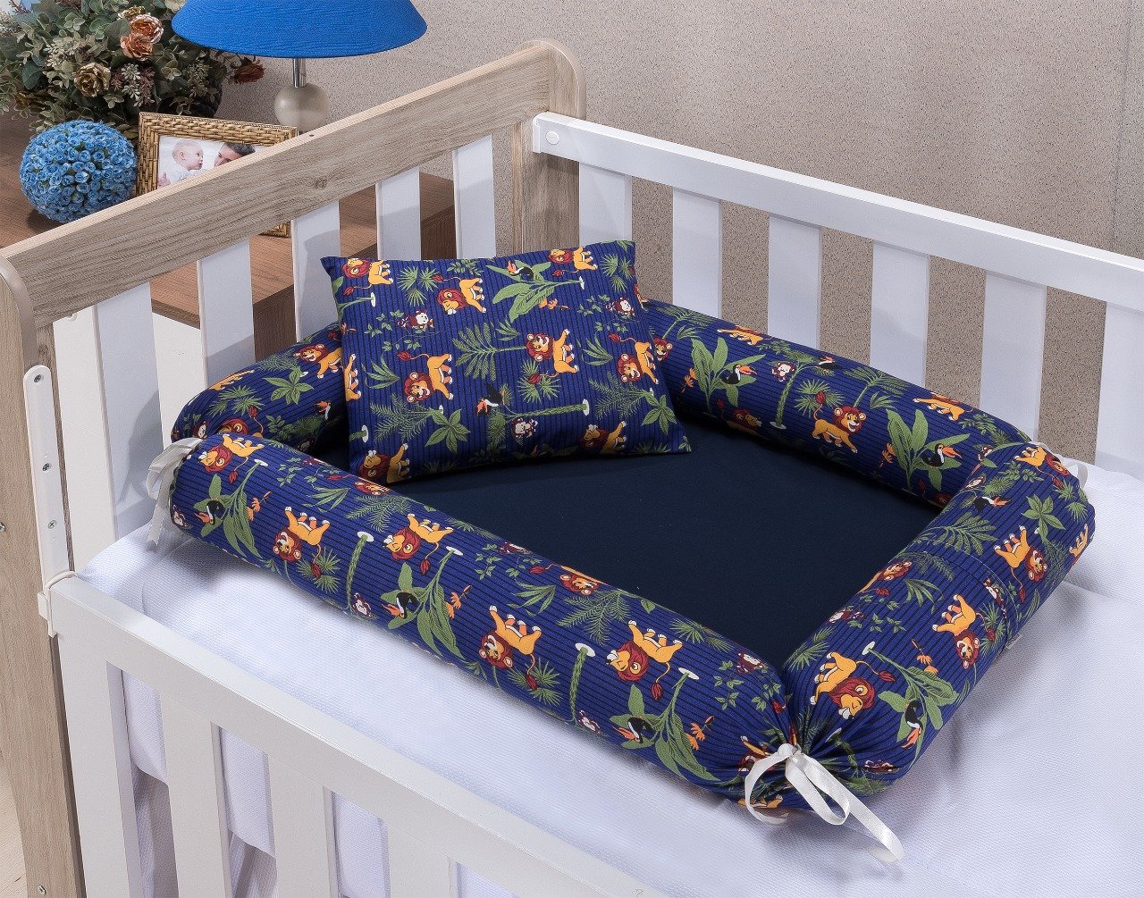 Ninho redutor para berco de bebe 2 pecas 100% algodao zoo | MadeiraMadeira