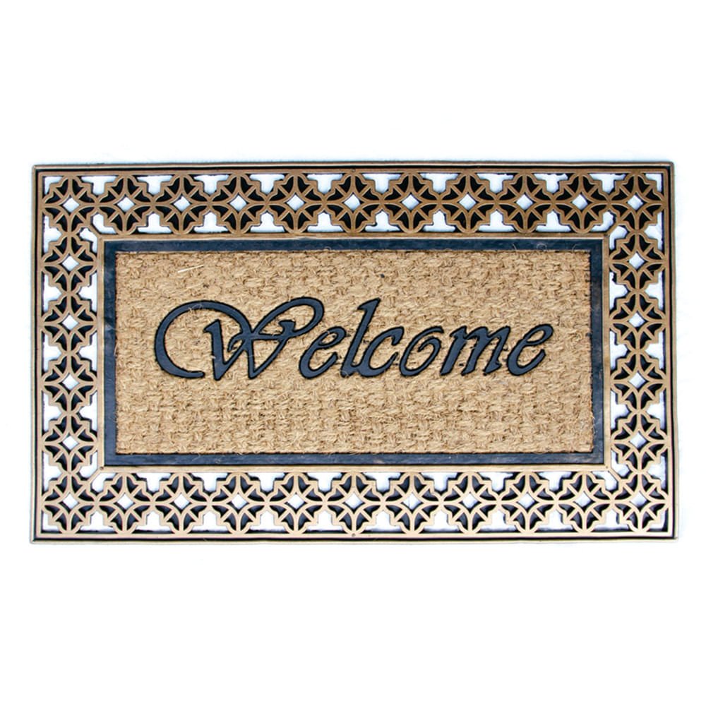 CAPACHO QUATREFOIL DE FIBRA COCO E BORRACHA 75X45CM | MadeiraMadeira