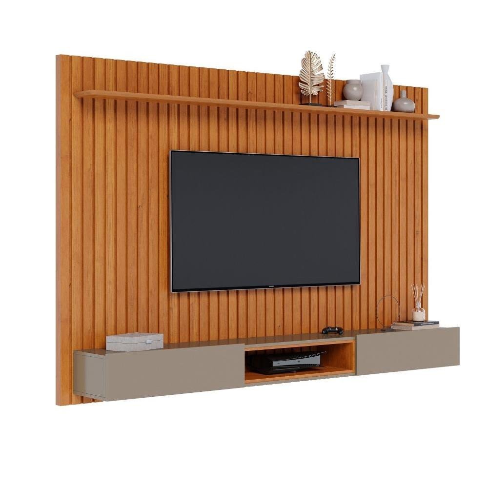 Painel Ripado Home para Tv até 70 Polegadas Nature Gianduia Loft Imcal | MadeiraMadeira