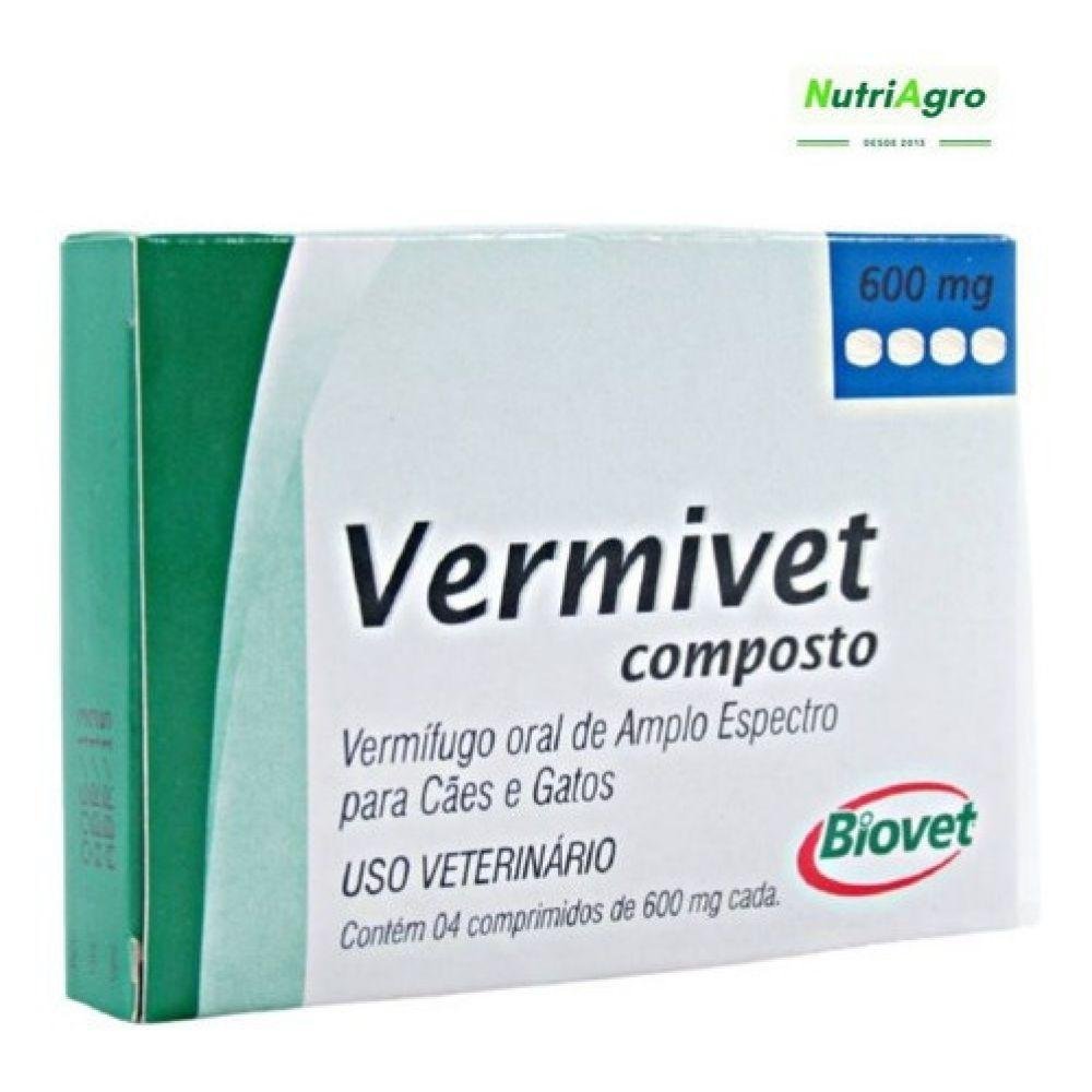 Kit 2 Caixas Vermivet Composto 600mg com 4 Comprimidos Cada ...
