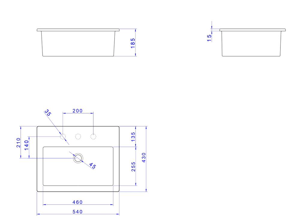 Cuba de Sobrepor Retangular com Mesa Deca Ébano L.840.95 | MadeiraMadeira