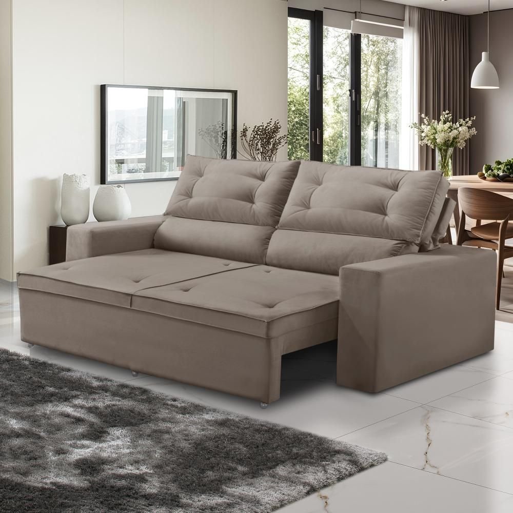 Sofá Retrátil e Reclinável 3 Lugares com Molas 2,00m Lana Suede ...