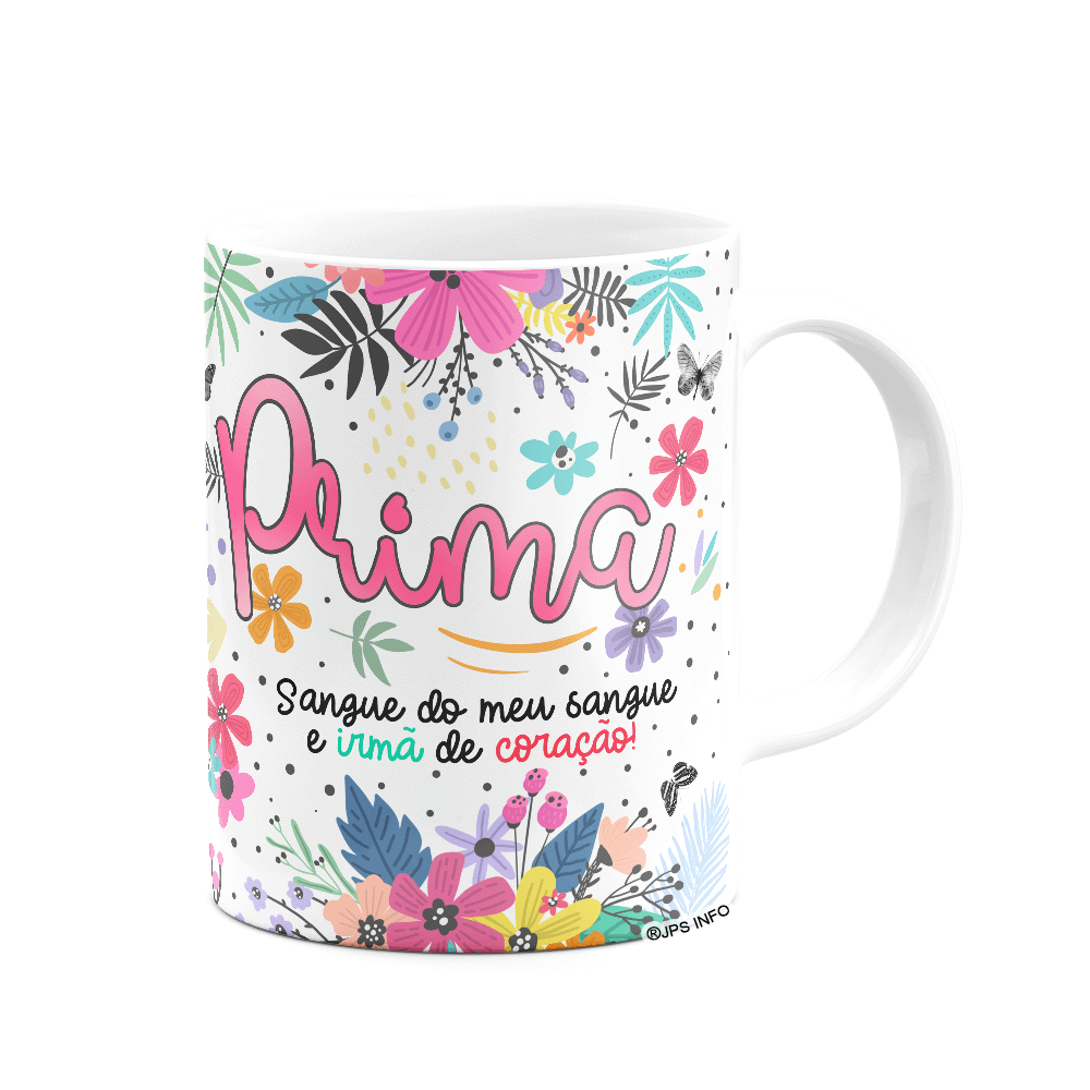 Caneca Floral Família - Prima, Irmã de Coração | MadeiraMadeira
