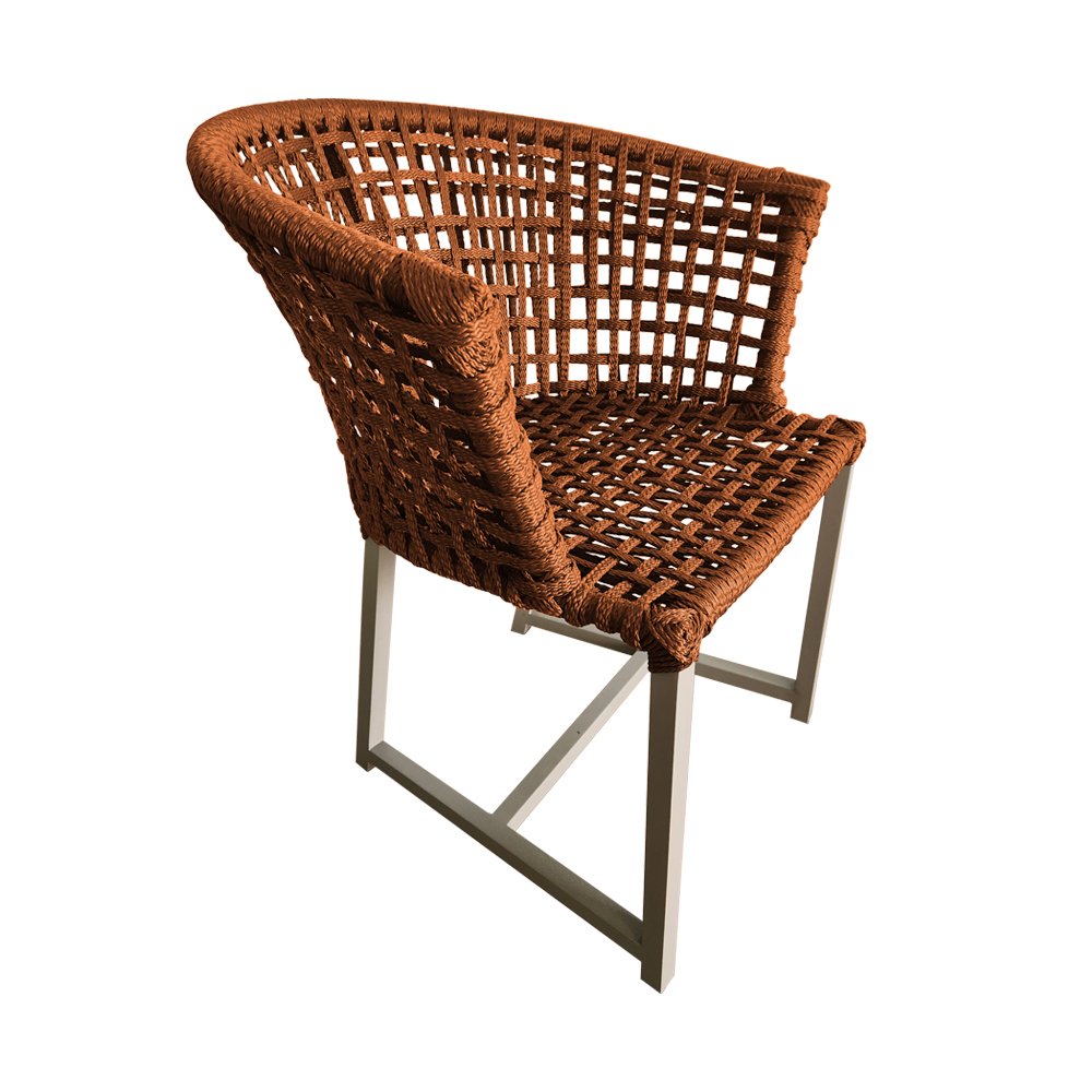 Kit 6 Cadeiras de Jantar Salinas em Corda Naútica Terracota Base Alumínio Rami | MadeiraMadeira