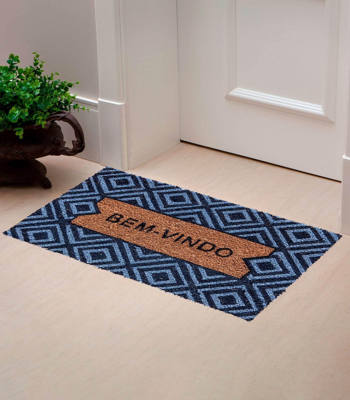 Capacho Bem-Vindo Geométrico Fibra de Coco Corttex Unica UN ...