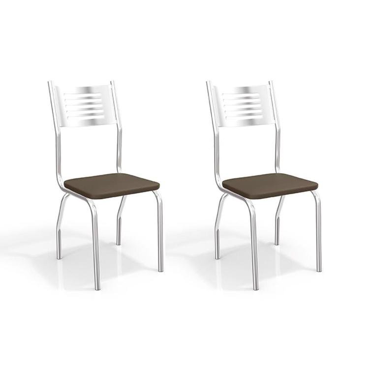 Cadeira de Cozinha Munique 2C047 Kit 2 Un Cromado/Courano Marrom ...