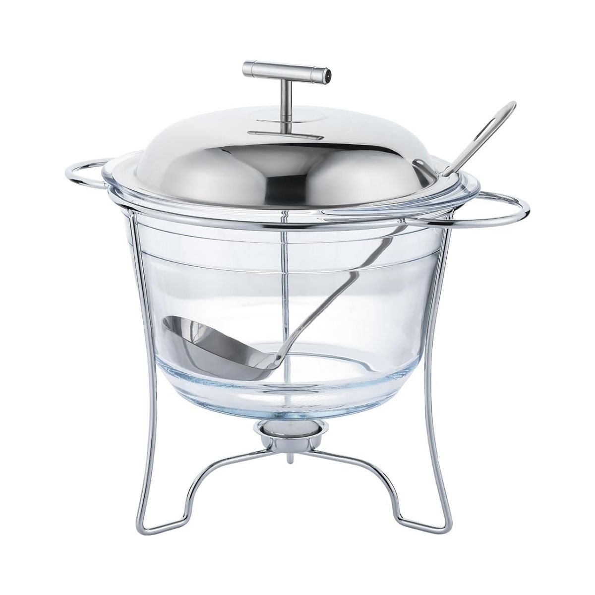 Rechaud Redondo 4l com Concha Vidro em Inox Mimo Style | MadeiraMadeira