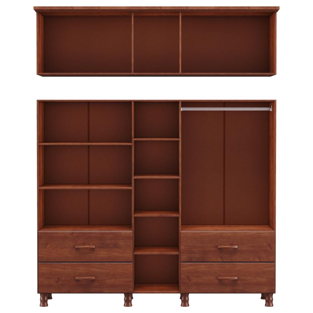 Guarda Roupa Casal 10 Portas 4 Gavetas em Madeira com Espelho Linha ...