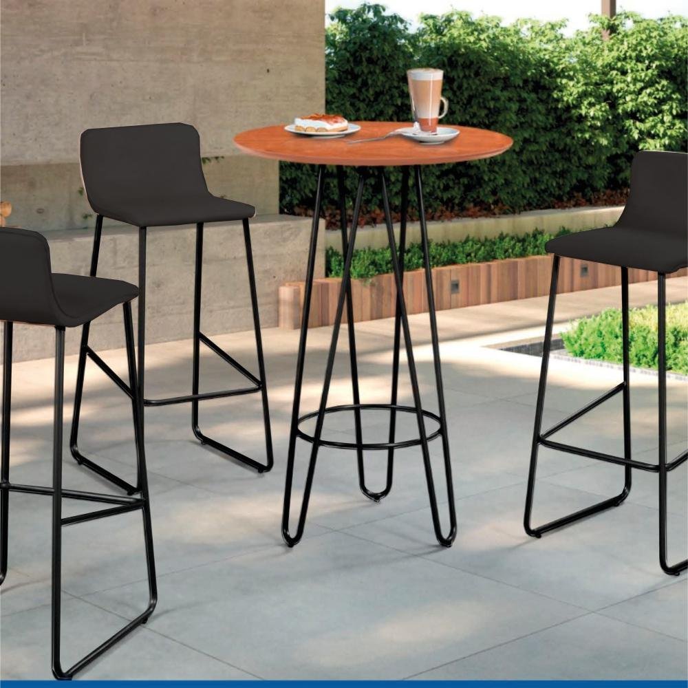 Mesa Bistrô Dubai Madeira com Base Preto 60 cm | MadeiraMadeira