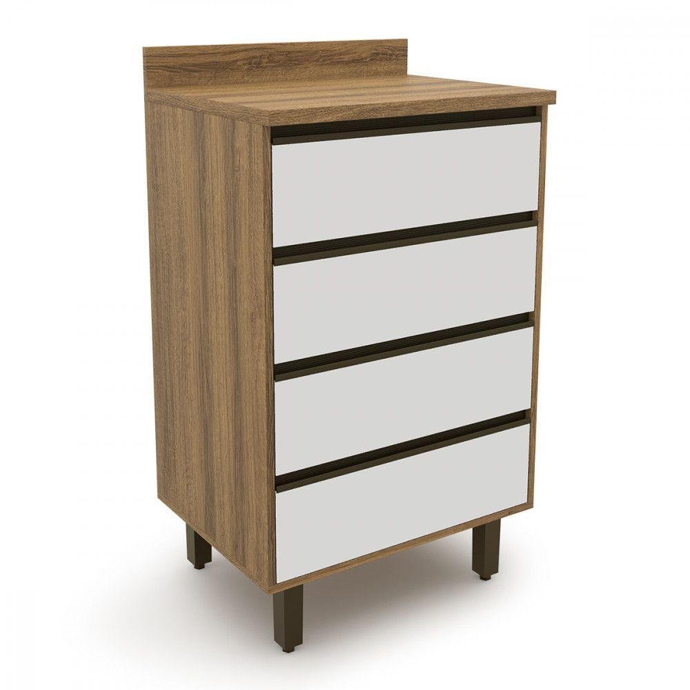 Balcão de Cozinha 4 Gavetas Confort Cinamomo Off White Batro Cinamomo ...