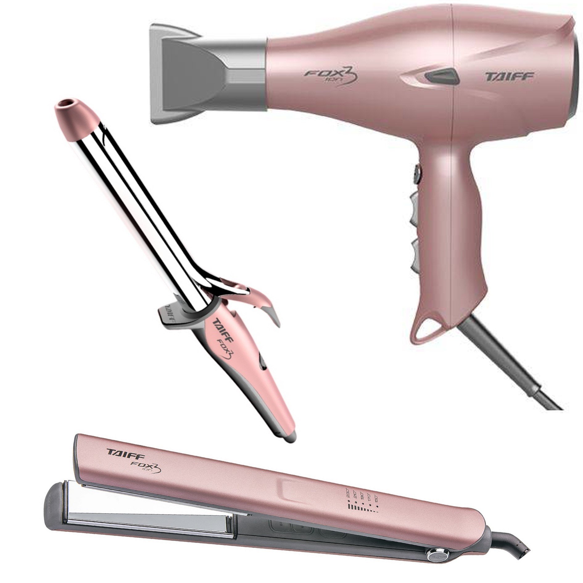 KIT TAIFF FOX ION 3 ROSE - SECADOR 2200W 127V + PRANCHA 230ºC ...