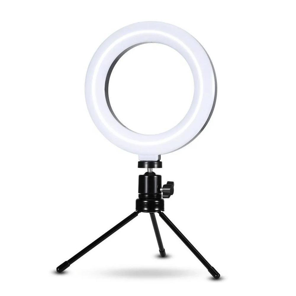 Ring Light Led Mesa Iluminador Pequena Tripé 6 Polegada 16cm | MadeiraMadeira