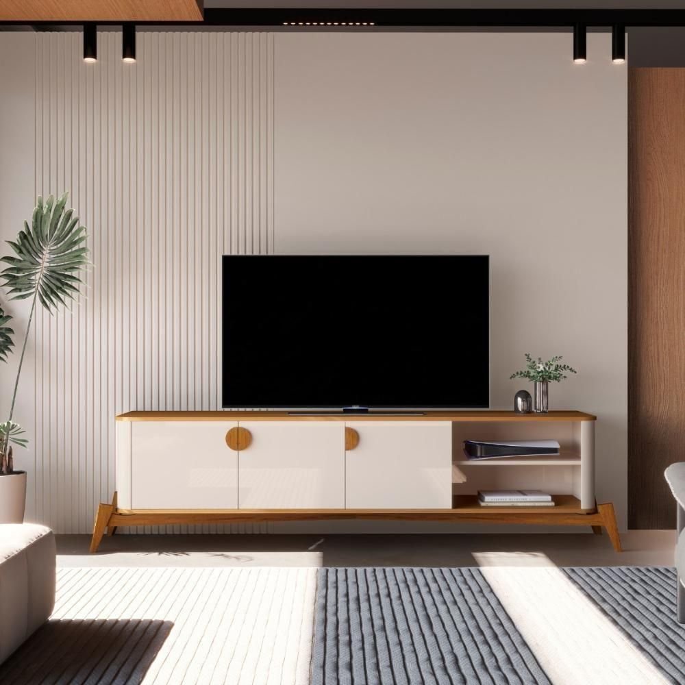 Rack para Tv 75 Polegadas Adamantina 1800 Off White Nature | MadeiraMadeira