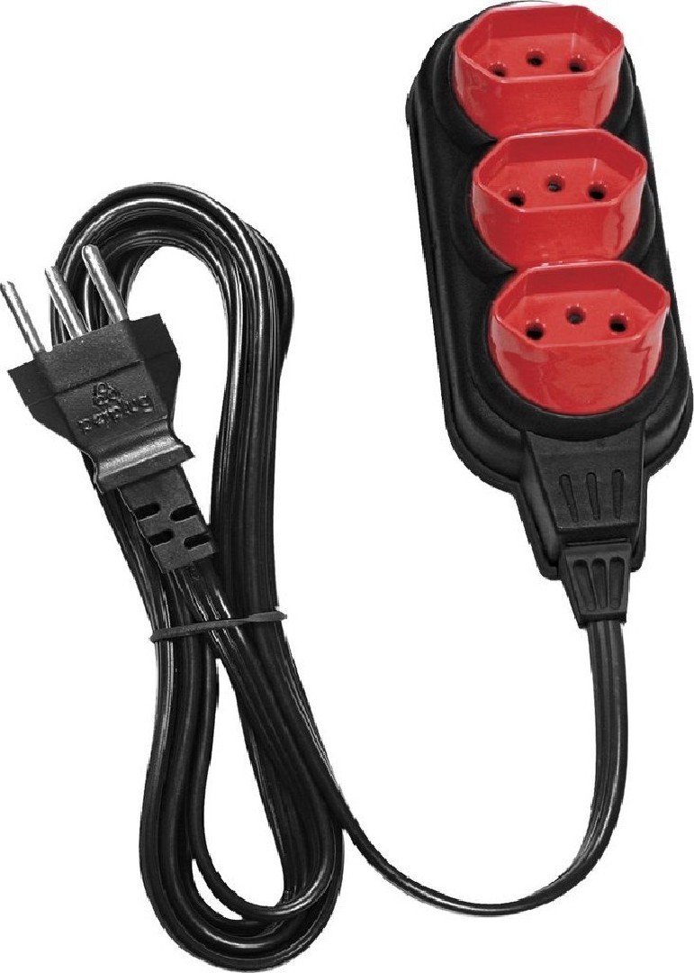 EXTENSAO NAROS PL 3X0.75MM 2P+T 10A 3MT PT- PERLEX | MadeiraMadeira