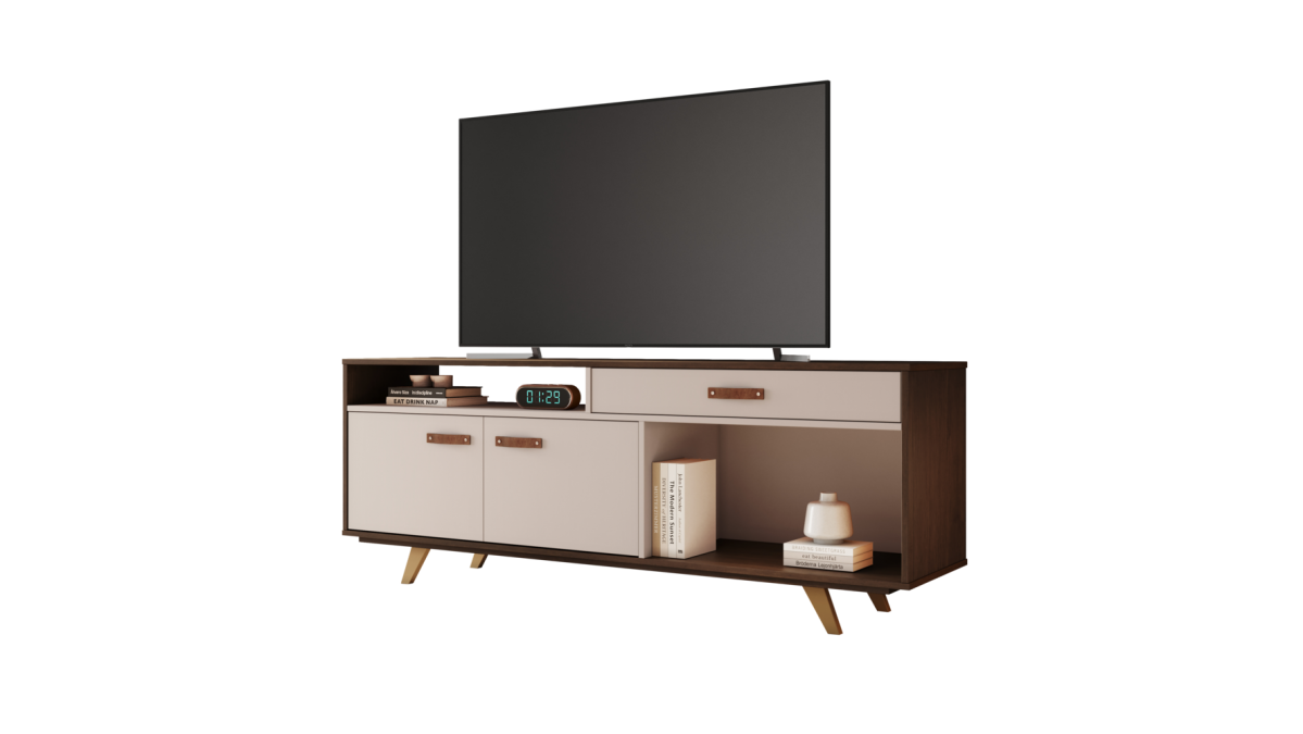Rack para TV até 65 Polegadas Impar JCM Movelaria Café/Off White | MadeiraMadeira