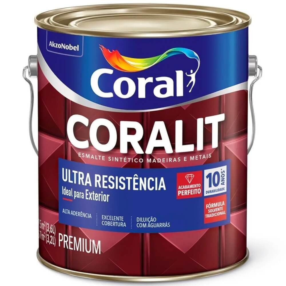 Esmalte Sintético Coralit Ultra Resistência Alto Brilho 3,6 Litros ...