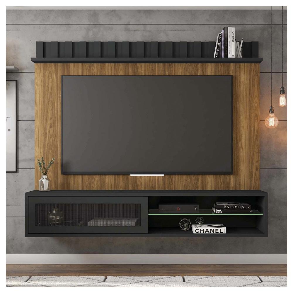 Painel Bancada TV até 75 Polegadas Thunder Marrom Caemmun | MadeiraMadeira