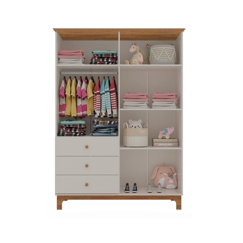 Roupeiro Infantil Antonella 4 Portas 3 Gavetas Off White/caramelo ...