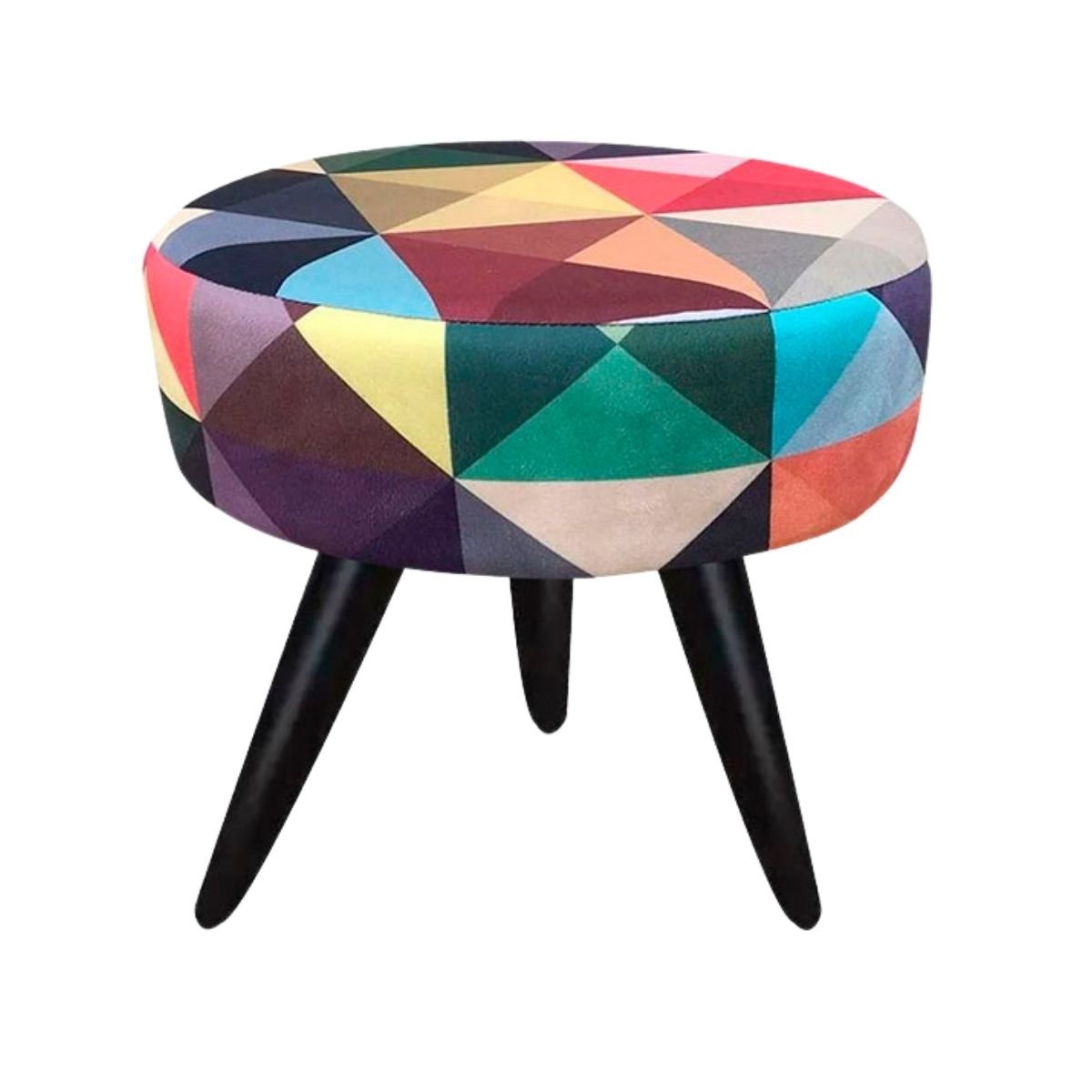 Puff Decorativo Lavínia Suede Estampado - Pés Madeira Tabaco ...