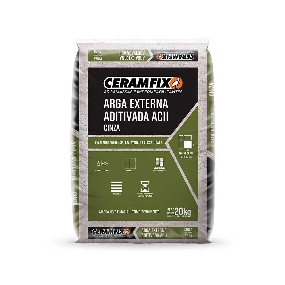 Argamassa Externa Aditiva ACII Cinza 20Kg Ceramfix | MadeiraMadeira