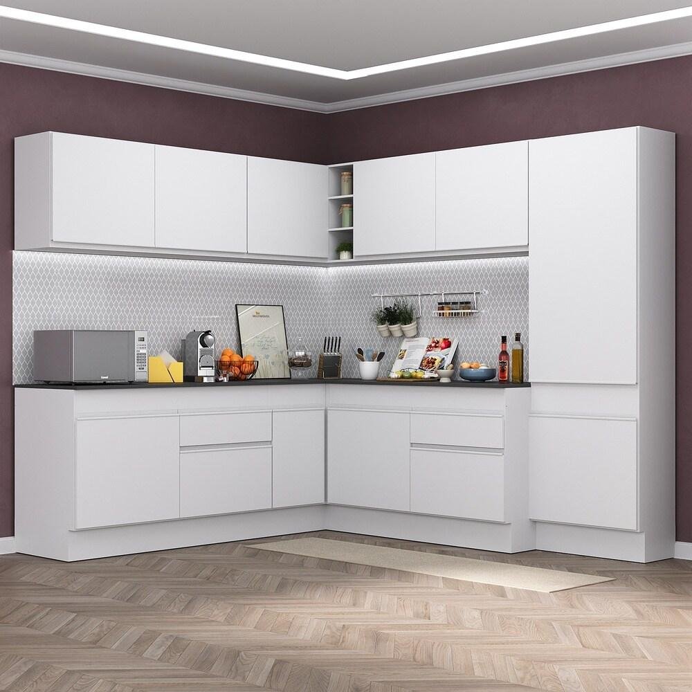 Armário de Cozinha Completa de Canto com Rodapé Veneza Multimóveis ...