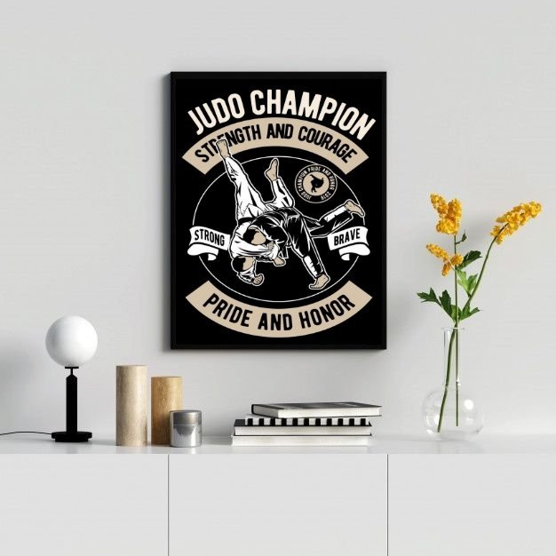 Quadro Decorativo Poster judô 24x18cm:madeira Branca | MadeiraMadeira