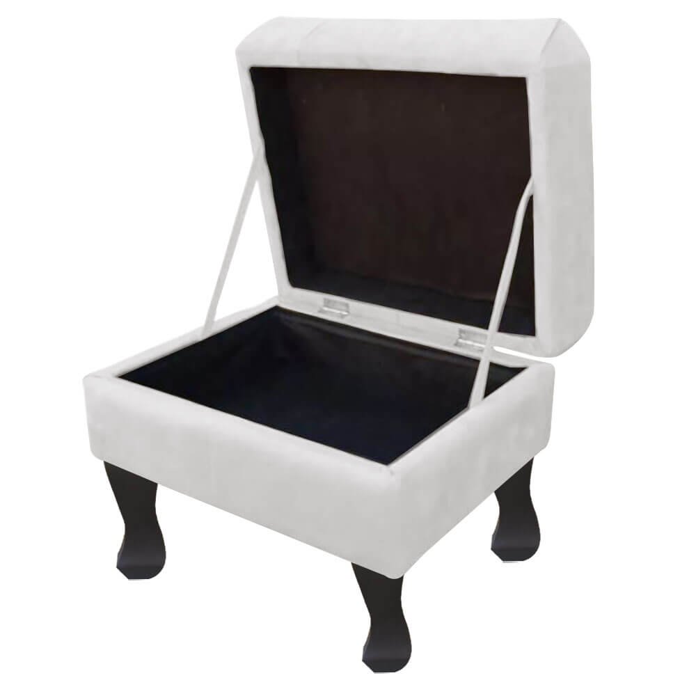 Puff Decorativo Retro LuizXV Baú Suede Branco 60 para sentar ...