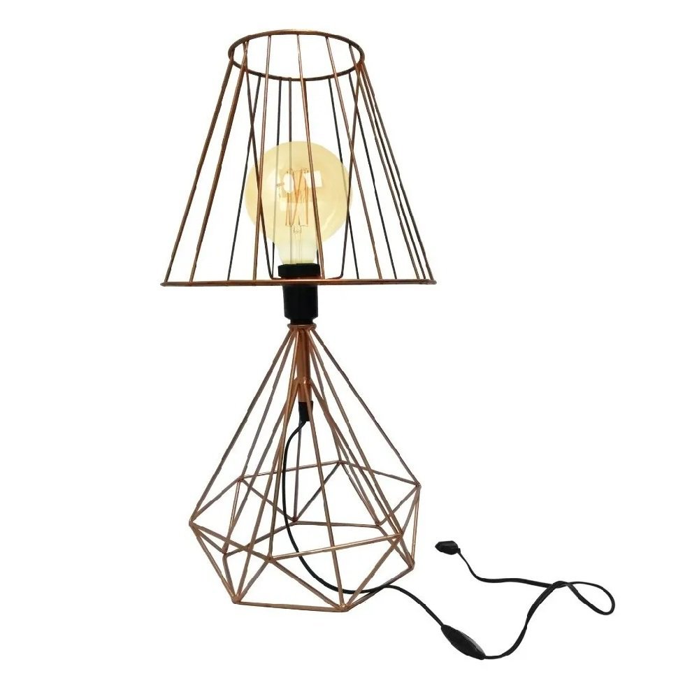 abajur Rustico Luminária De Mesa Aramado Diamante - cobre | MadeiraMadeira