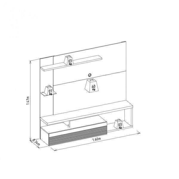Painel Home para TV até 60 Polegadas Tijuca Linea Brasil | MadeiraMadeira