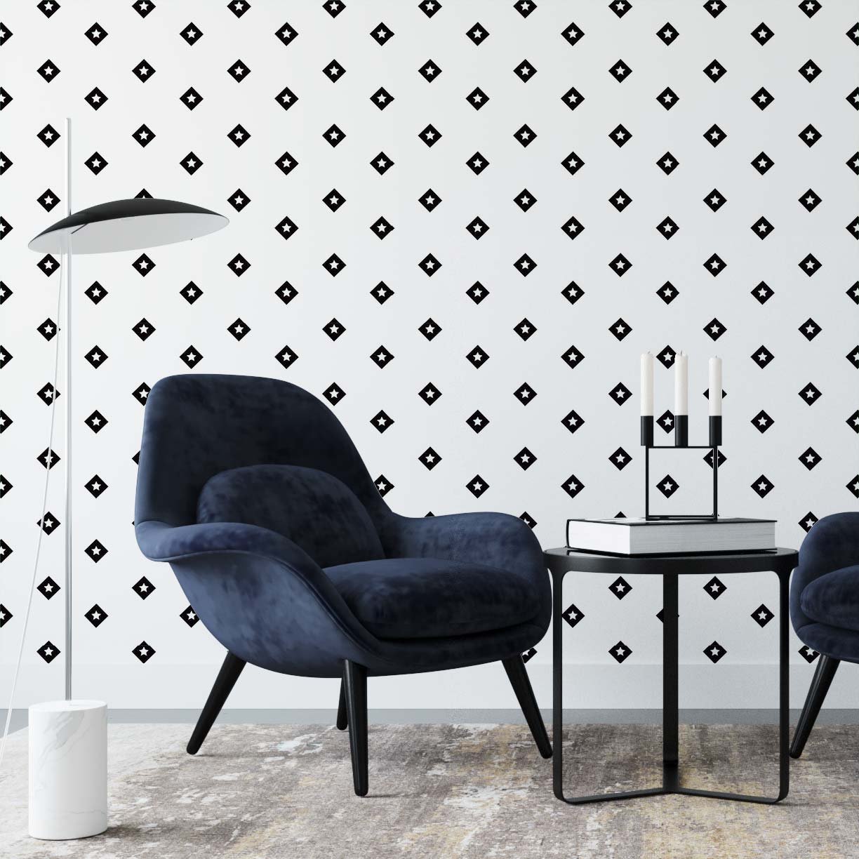 Papel de Parede Adesivo Geométrico Estrela N02035 0,58x2,5M ...