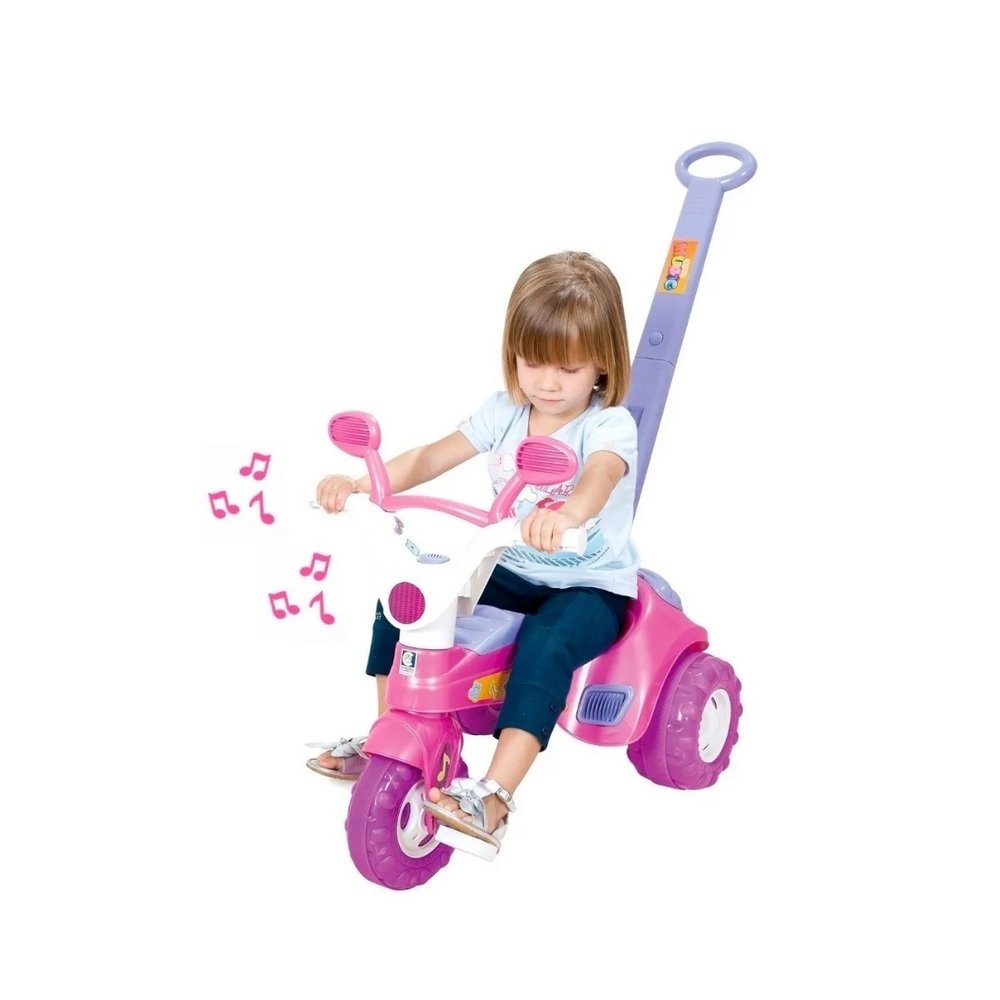 Triciclo Infantil Baby Velotrol Toca Música com Haste Menina ...