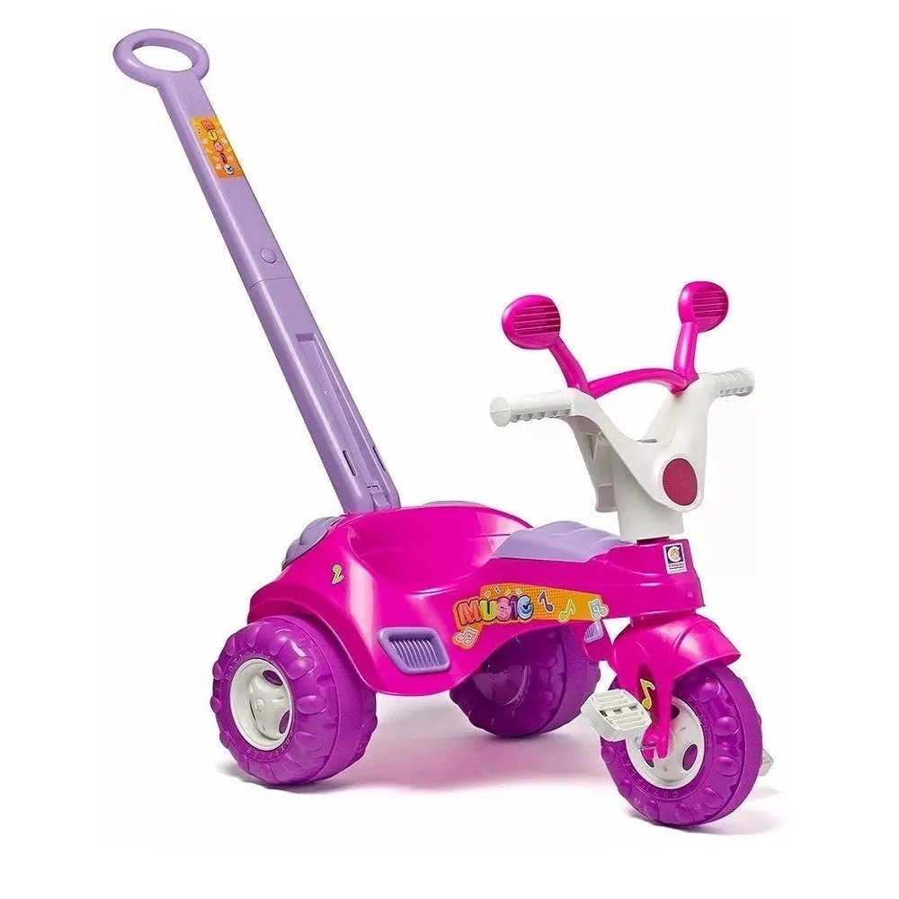 Triciclo Infantil Baby Velotrol Toca Música com Haste Menina ...