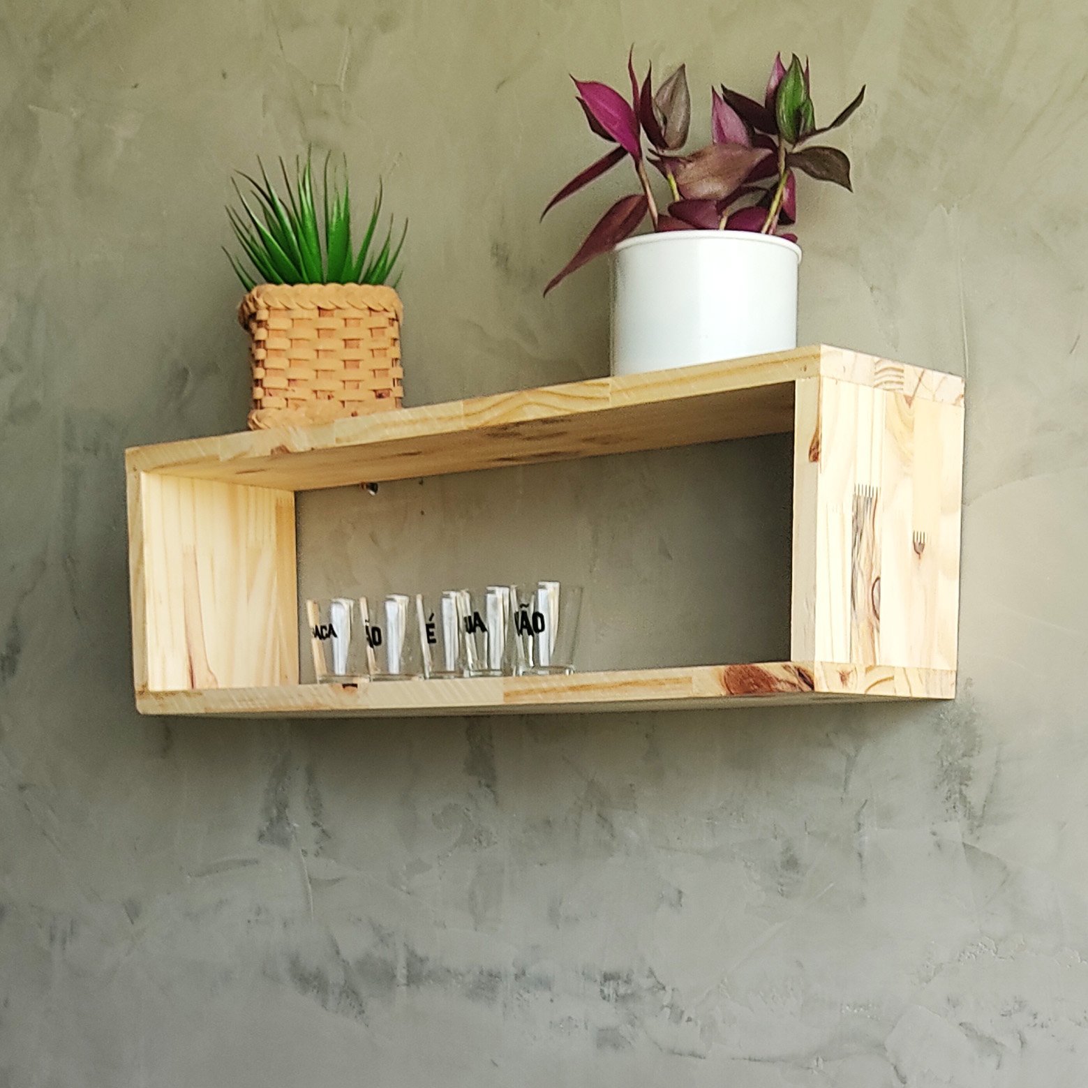 Kit 3 Nichos Madeira Pinus Retangular Decorativo Rústico M | MadeiraMadeira