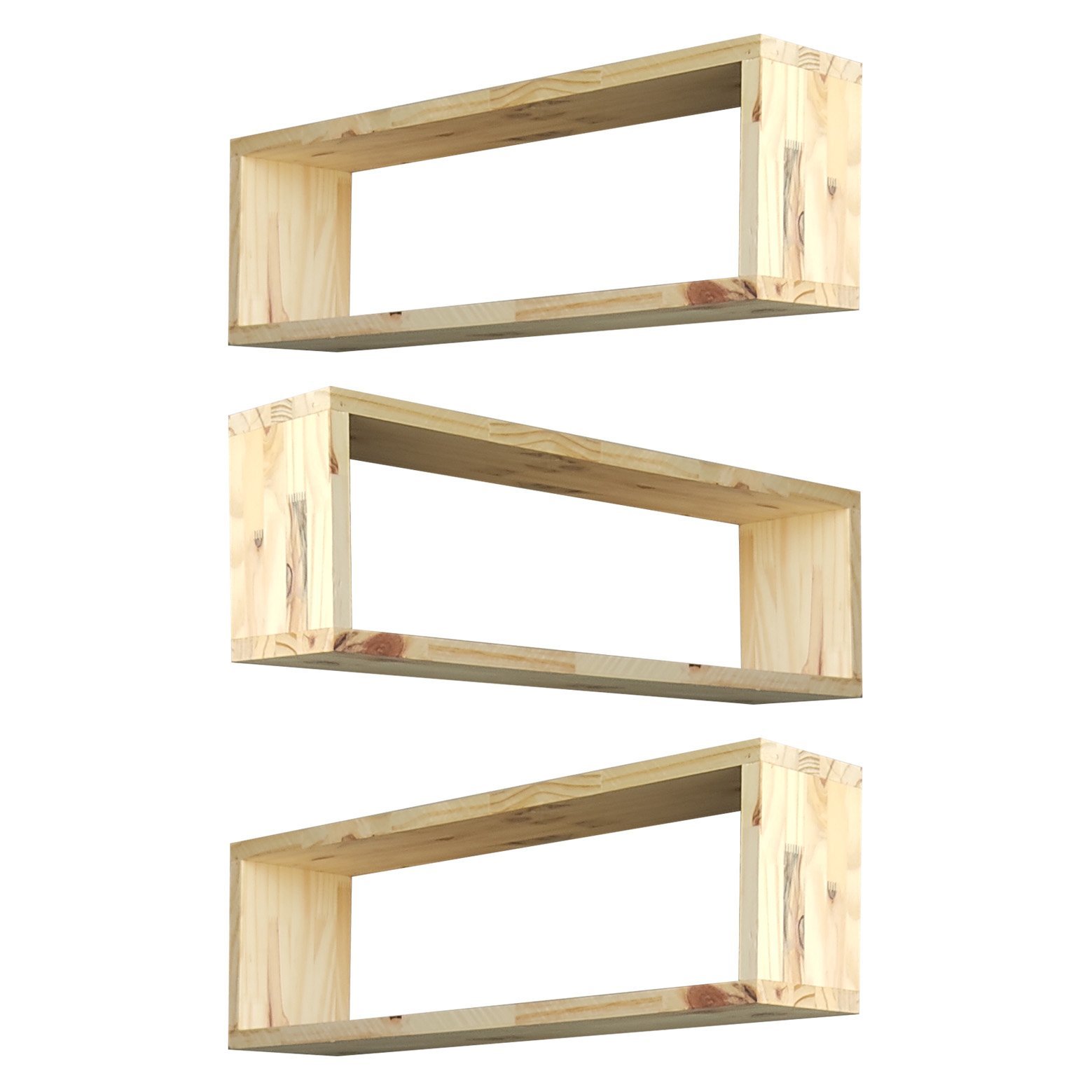 Kit 3 Nichos Madeira Pinus Retangular Decorativo Rústico M | MadeiraMadeira